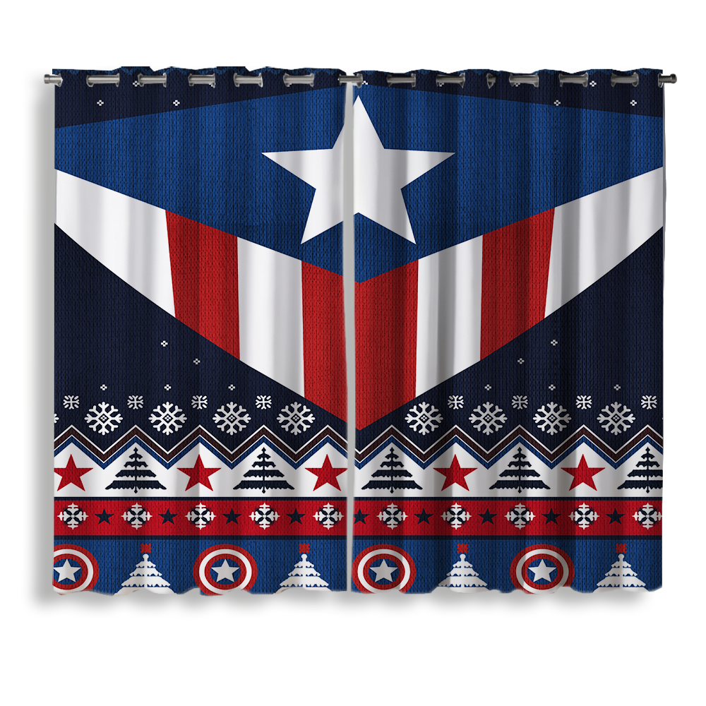 Captain America Christmas Window Curtain