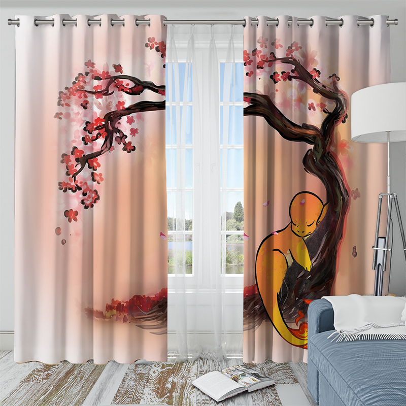 Charmander Cherry Blossom Japan Window Curtain
