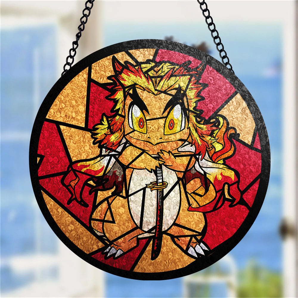 Charmander Rengoku Pokemon Stained Glass Window Hanging Panel Suncatch