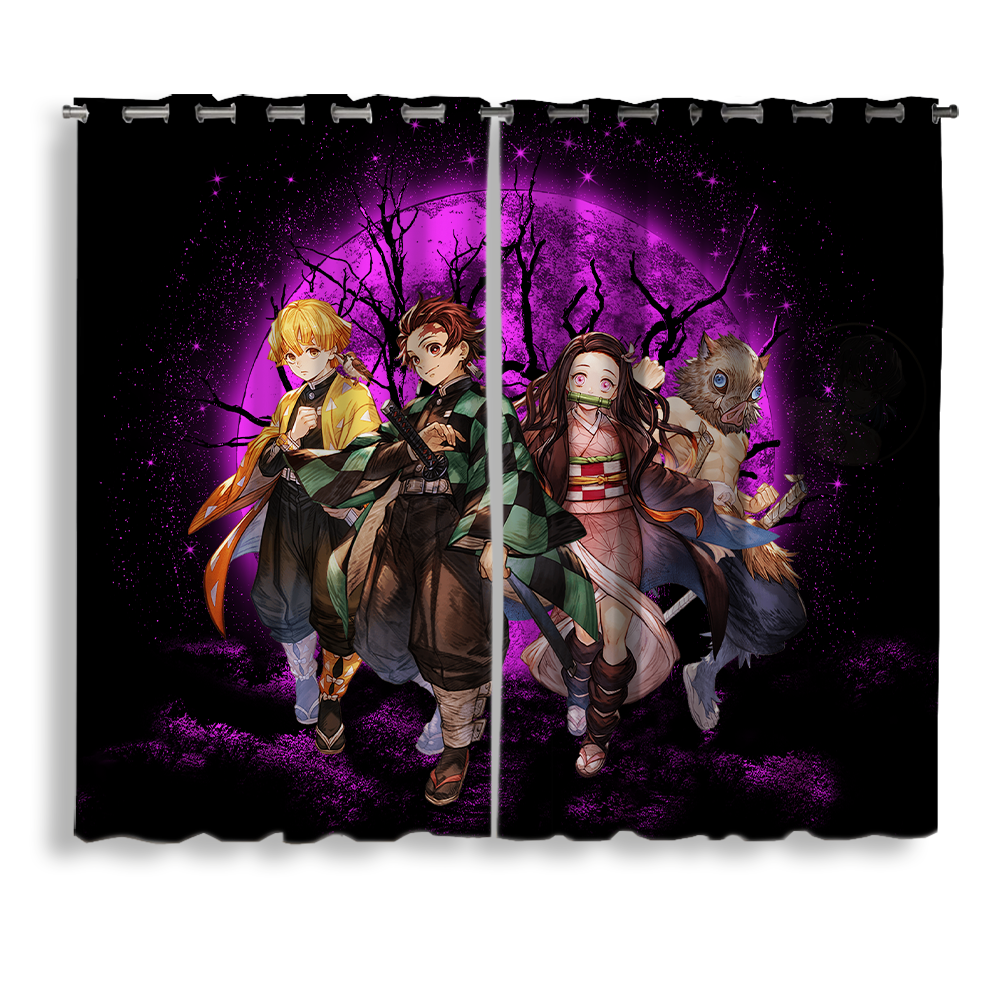 Demon Slayer Team Pink Moonlight Anime Window Curtain