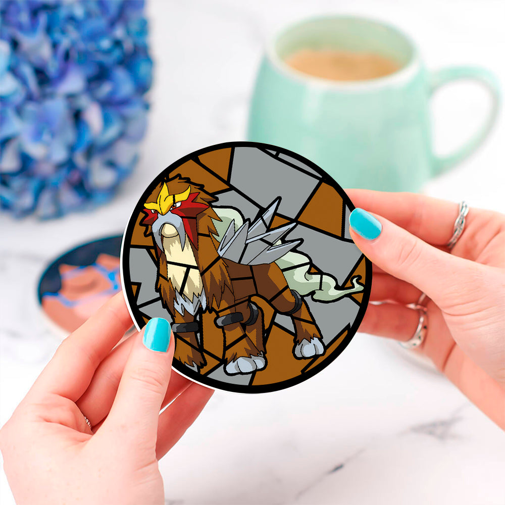 Entei Stained Glass Drink Coasters