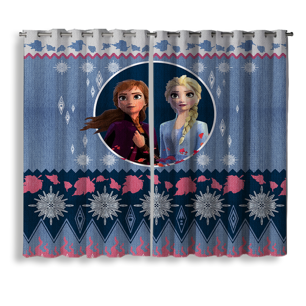 Frozen Elsa Anna Christmas Window Curtain