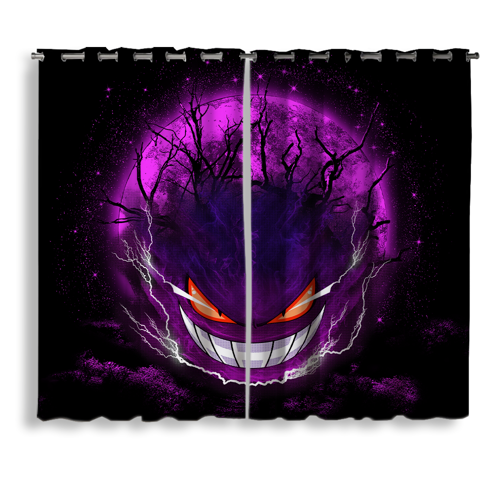Gengar Pokemon Ghost Scary Moonlight Window Curtain