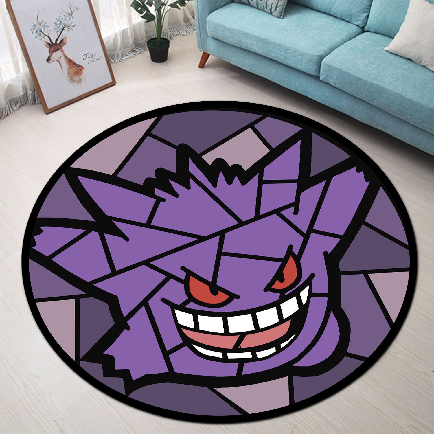 Gengar Stained Glass Round Rug