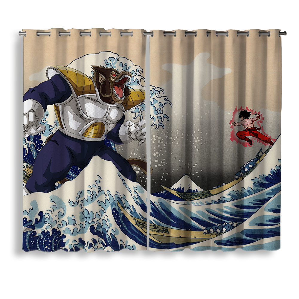 Goku Vs Vegeta The Great Wave Japan Anime Dragon Ball Window Curtain