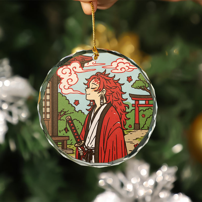 Yoriichi Demon Slayer Japan Ink Style Glass Ornament
