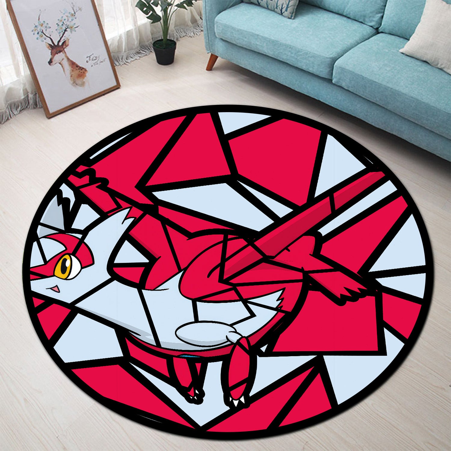 Latias Stained Glass Round Rug