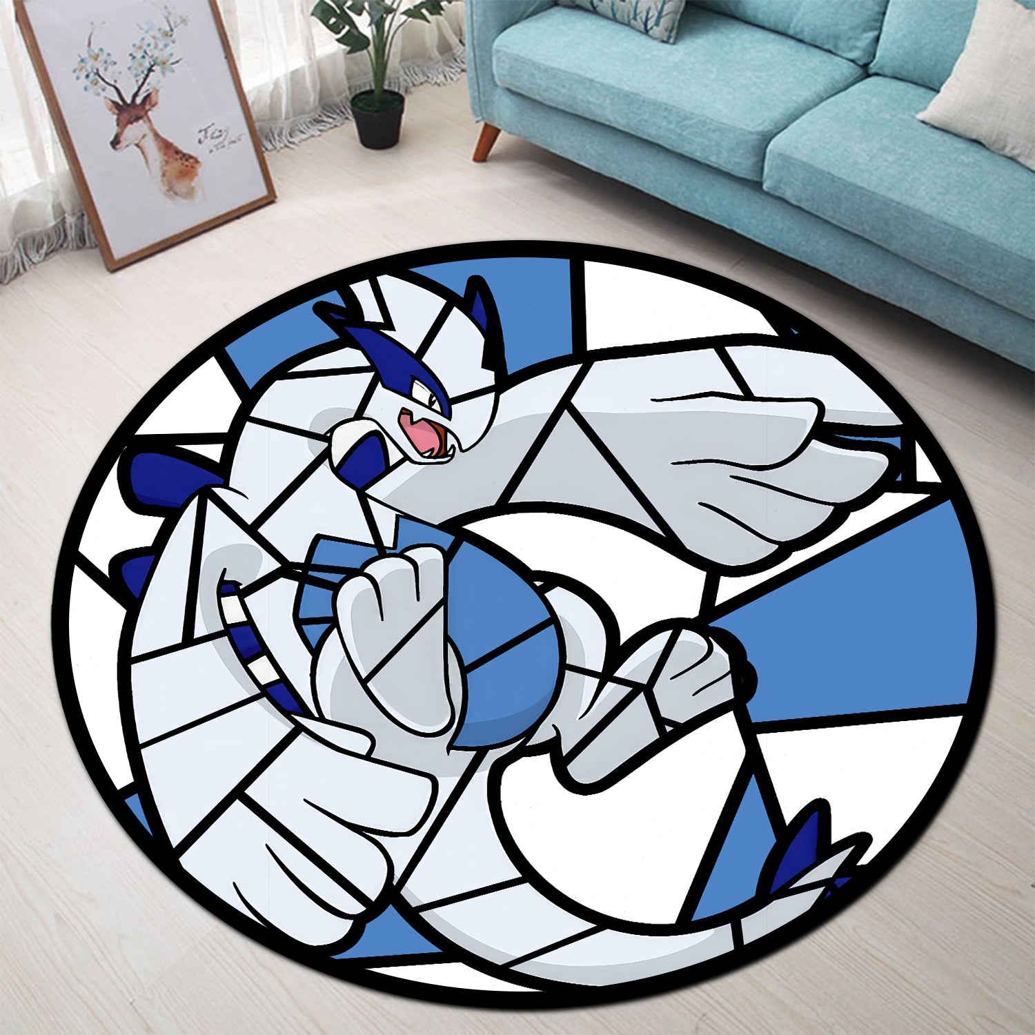 Lugia Stained Glass Round Rug