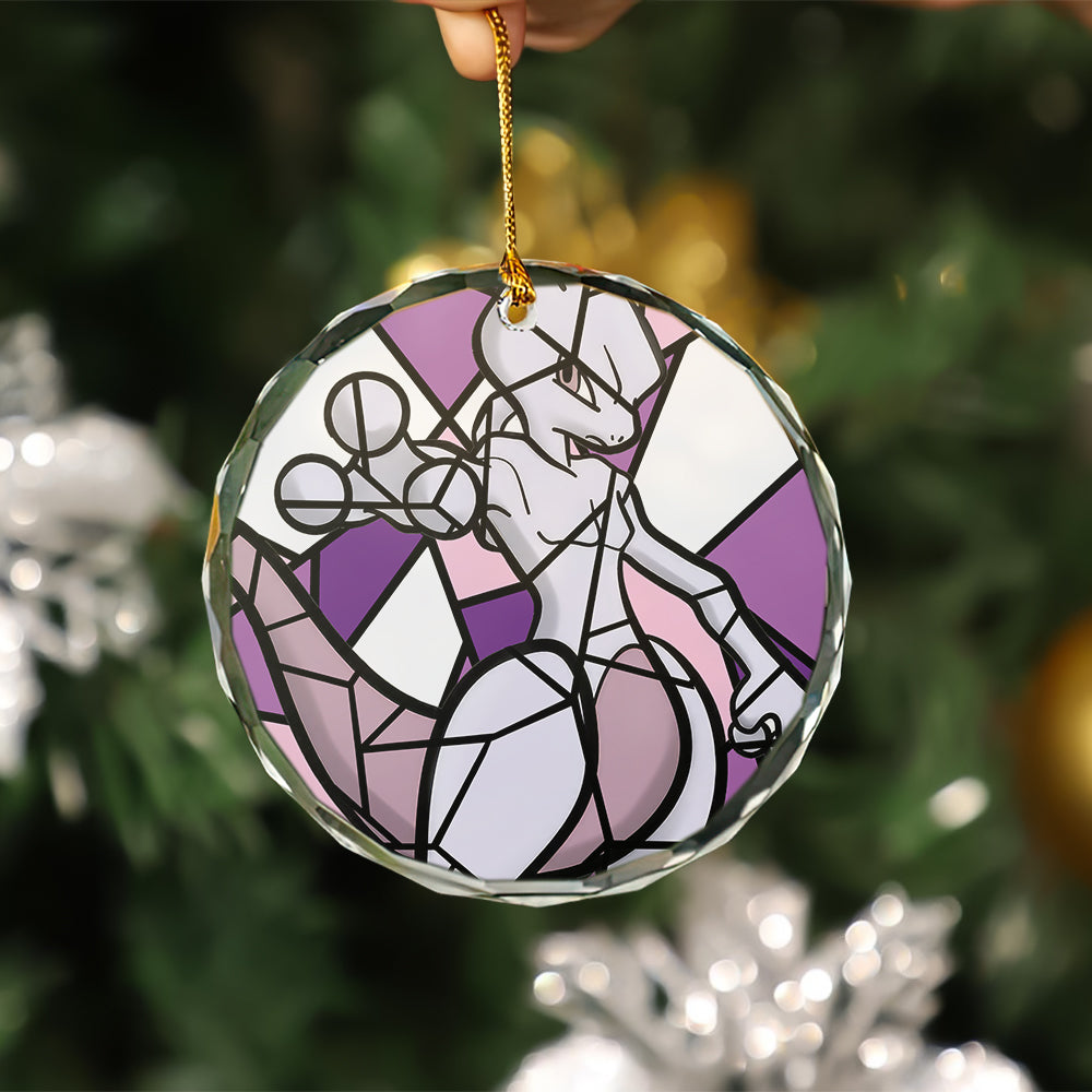 Mewtwo Stained Glass Ornament