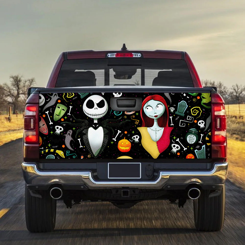 Black Nightmare Before Christmas Jack Sally Truck Tailgate Decal Stick
