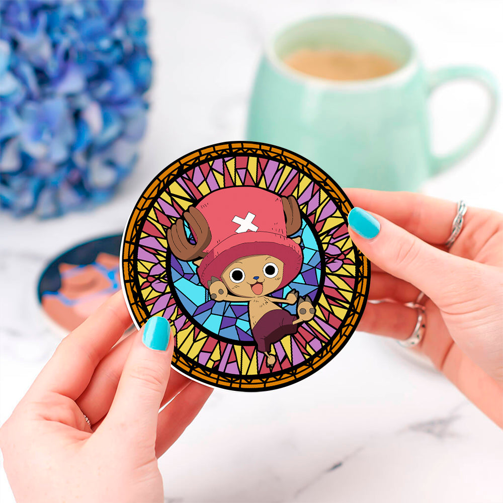 One Piece Chopper Stained Glass Drink Coasters