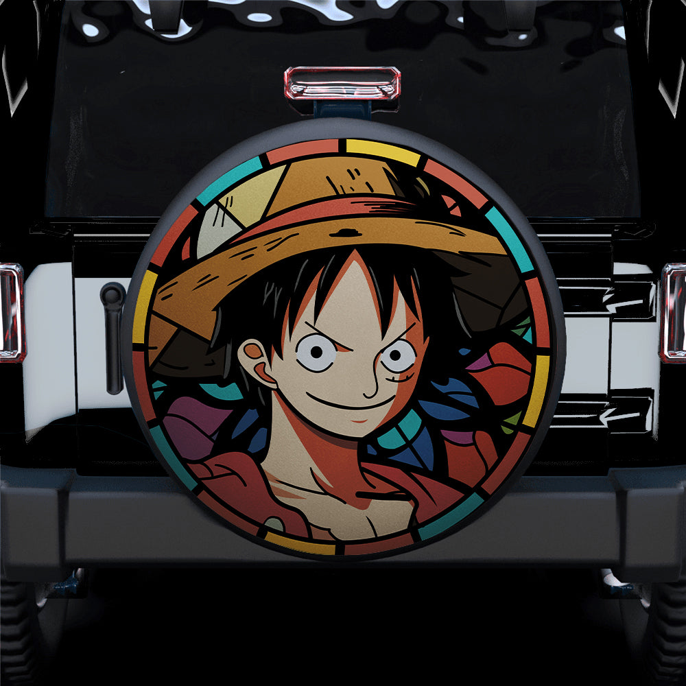 One Piece Luffy Stained Glass Car Spare Tire Covers Gift For Campers
