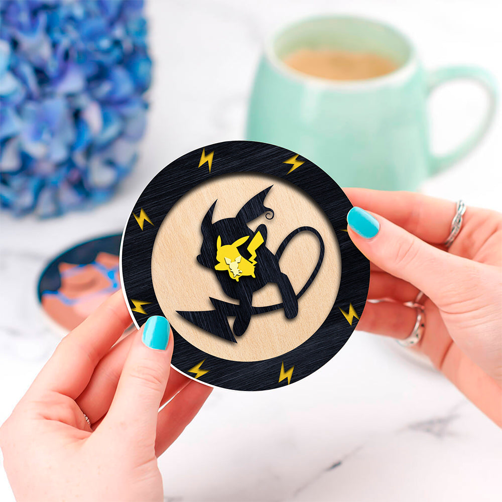 Pikachu Evolution Pokemon Ceramic Drink Coasters