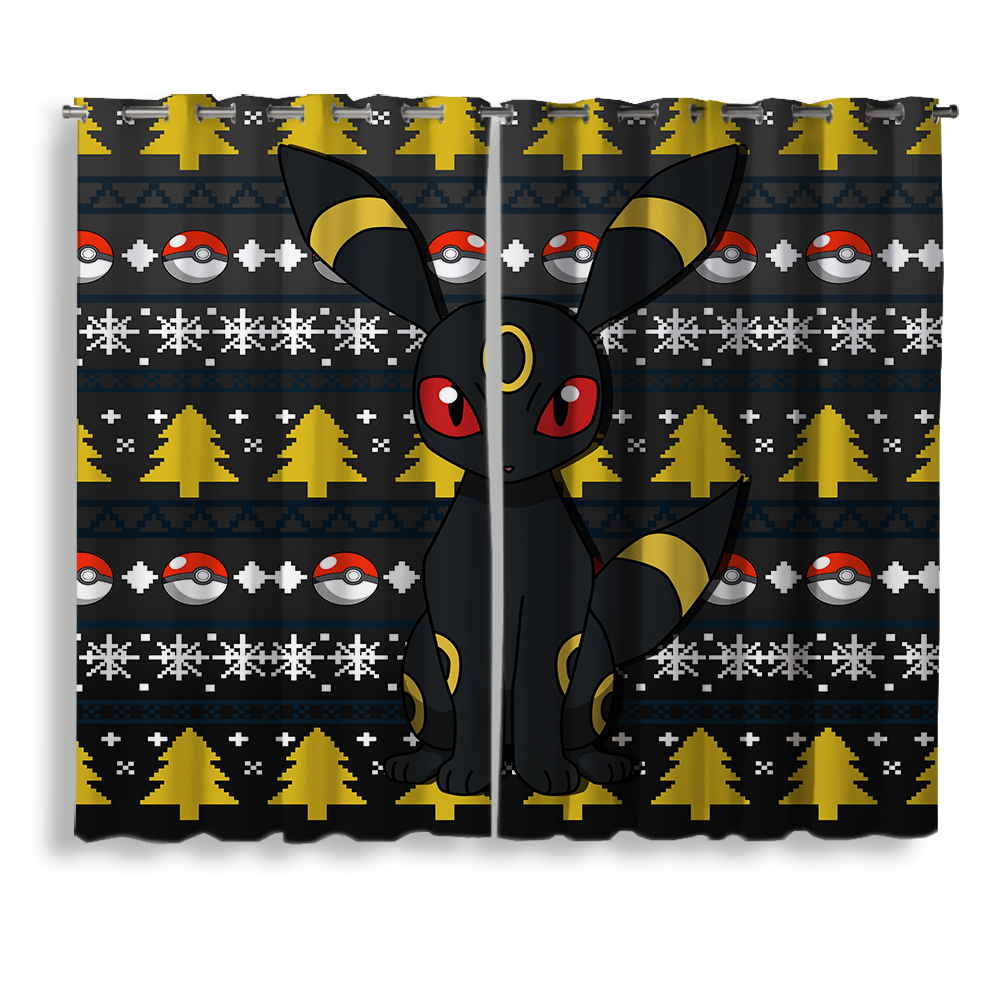 Pokemon Eevee Evolution Umbreon Ugly Christmas Window Curtain