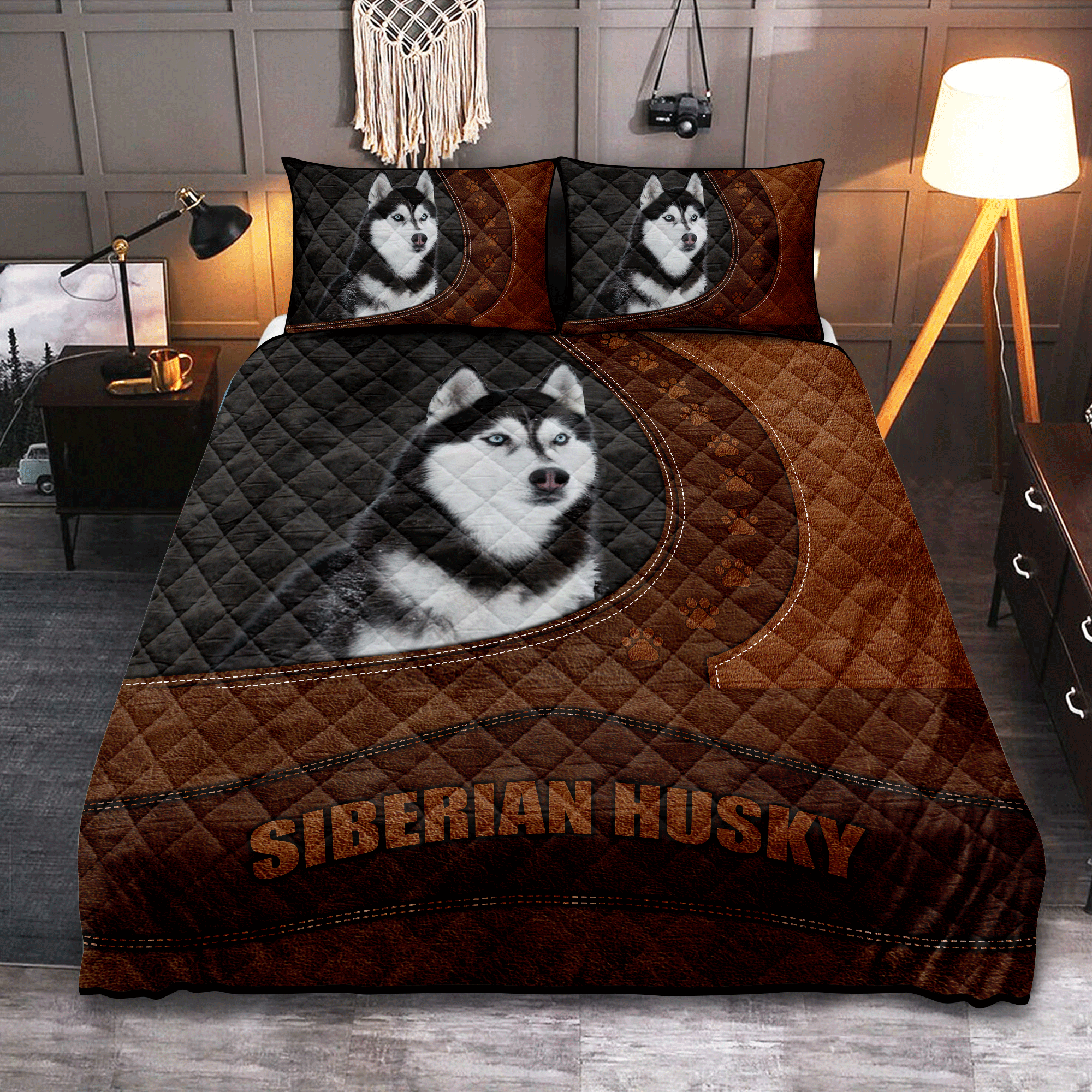 Siberian Husky Dog Quilt Bed Sets