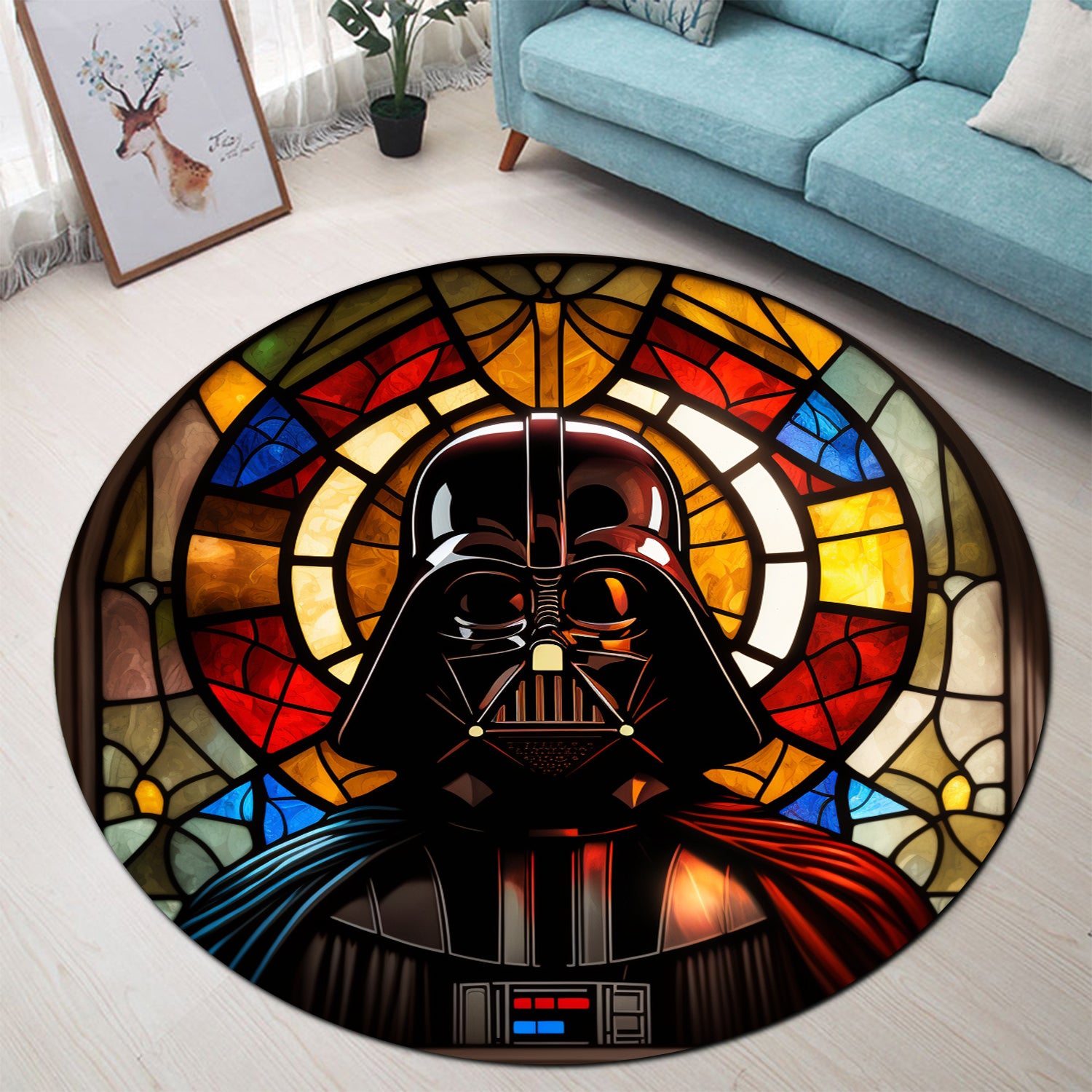 Darth Vader Stained Glass Round Rug