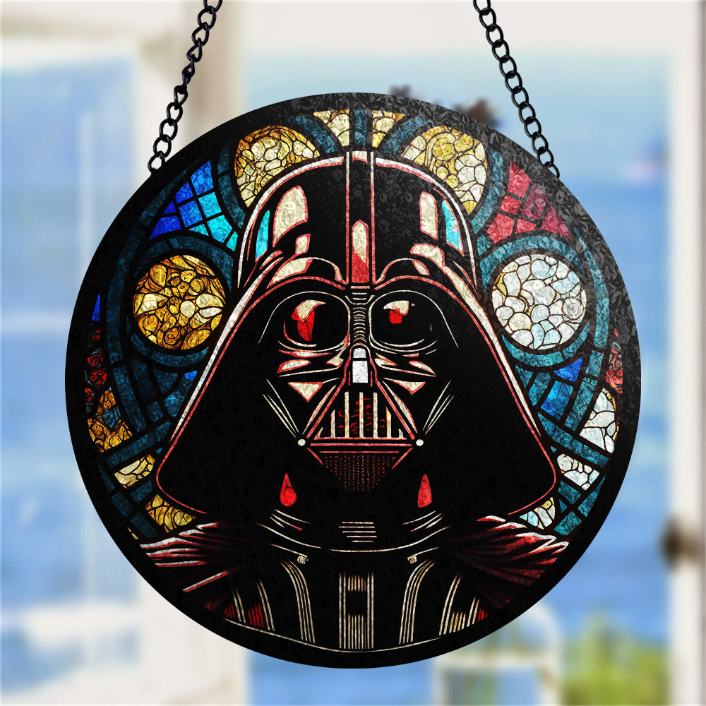 Darth Vader Star Wars Round Stained Glass Window Hanging Panel Suncatc