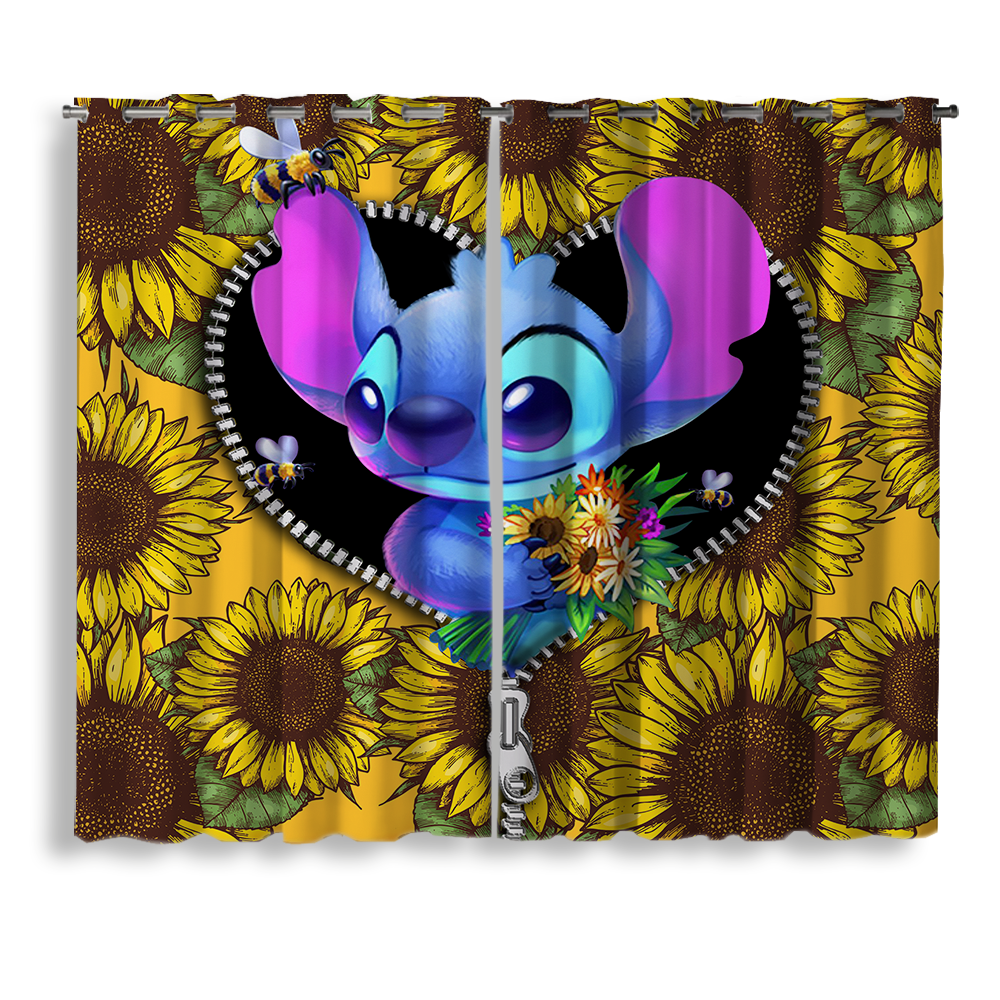 Stitch Sunflower Zipper Window Curtain