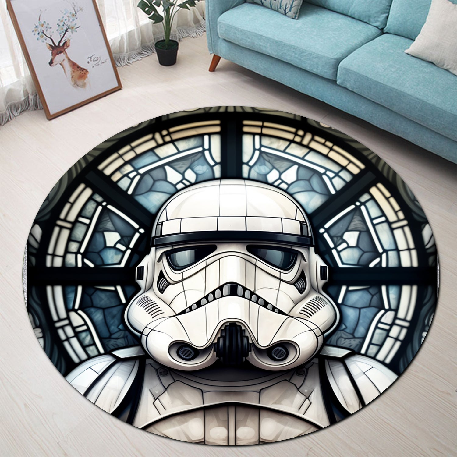 Stormtrooper Star War Stained Glass Round Rug