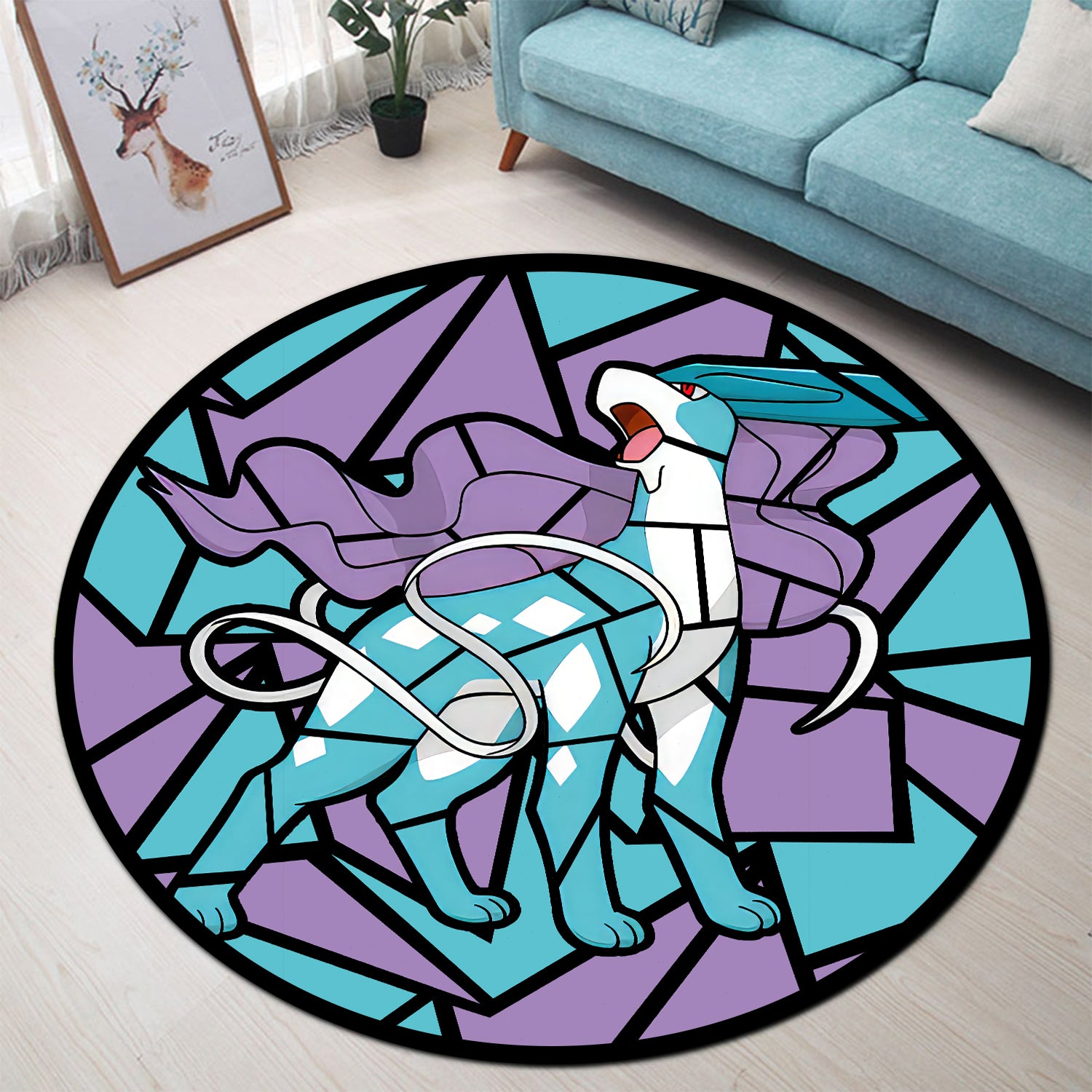 Suicune Stained Glass Round Rug