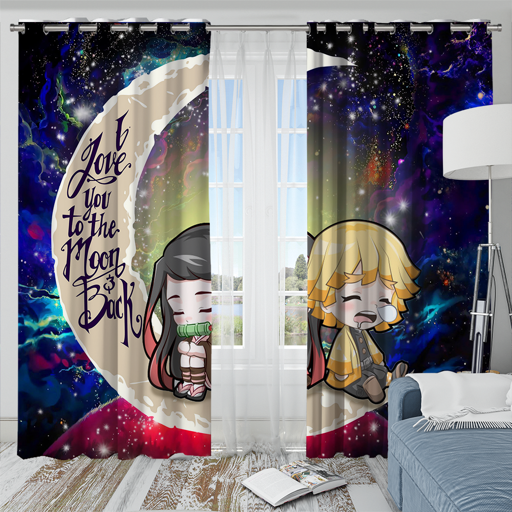 Zenitsu And Nezuko Chibi Demon Slayer Love You To The Moon Galaxy Wind