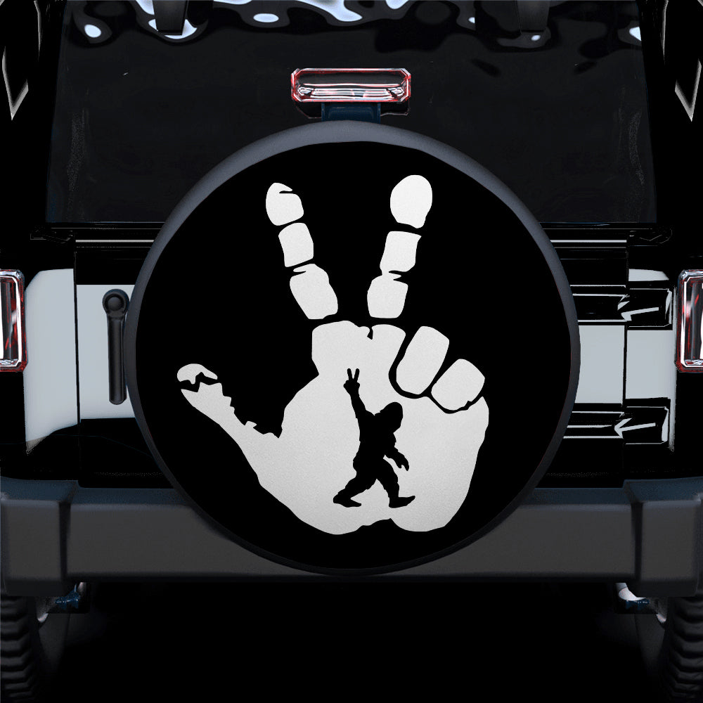Bigfoot Sasquatch Peace Sign Jeep Car Spare Tire Covers Gift For Campe