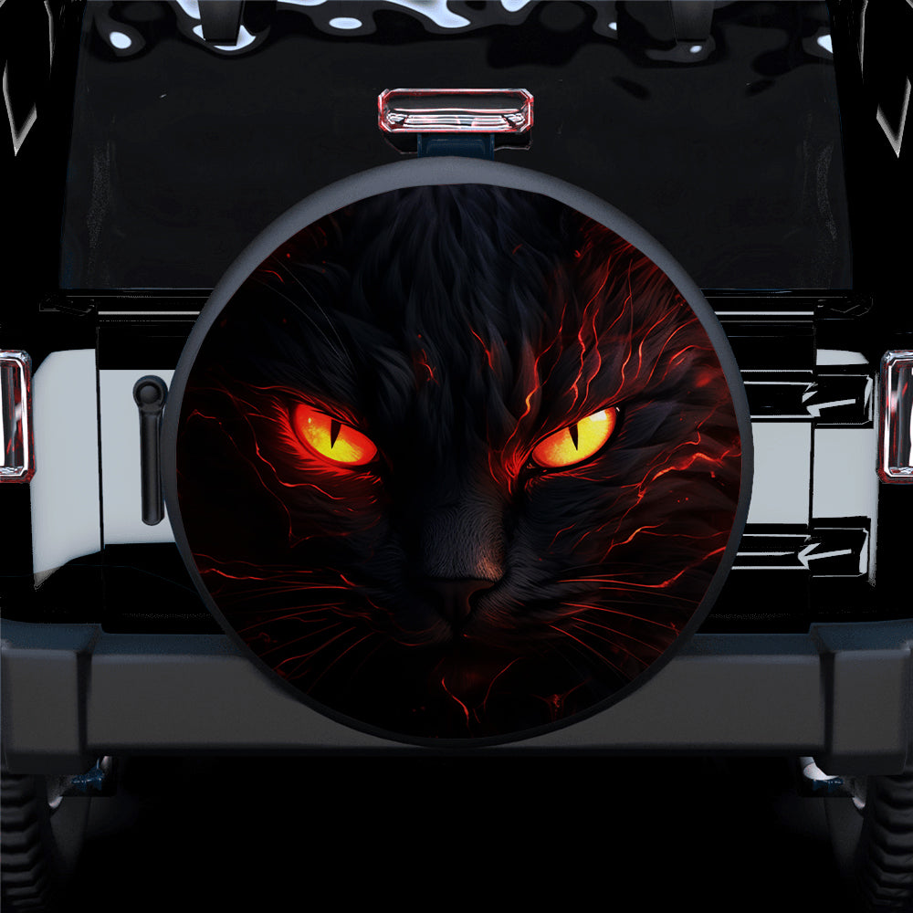Black Cat Eyes Car Spare Tire Covers Gift For Campers