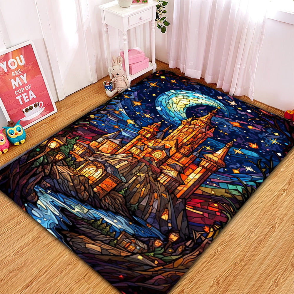 Castle Stained Glass Carpet Rug Home Room Decor