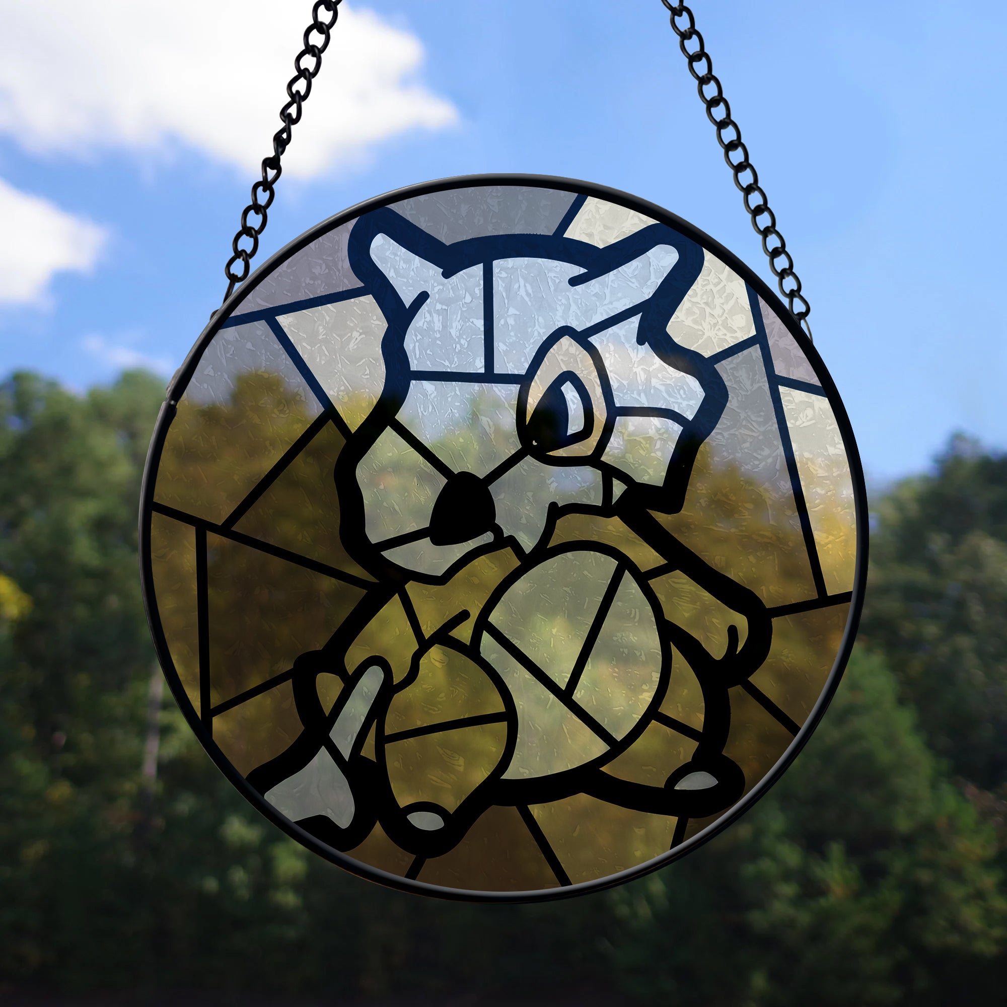 Cubone Stained Glass Pokemon Round Stained Glass Window Hanging Panel