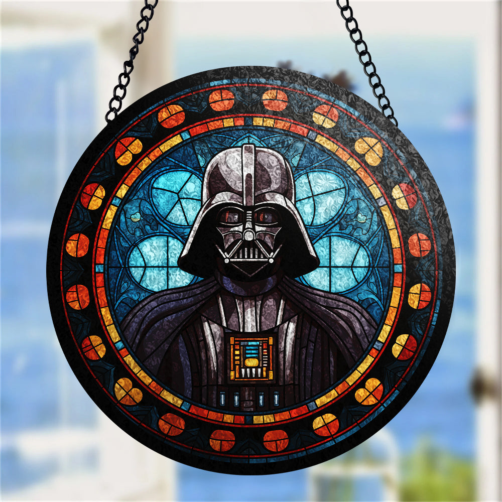 Darth Vader Round Stained Glass Window Hanging Panel Suncatcher