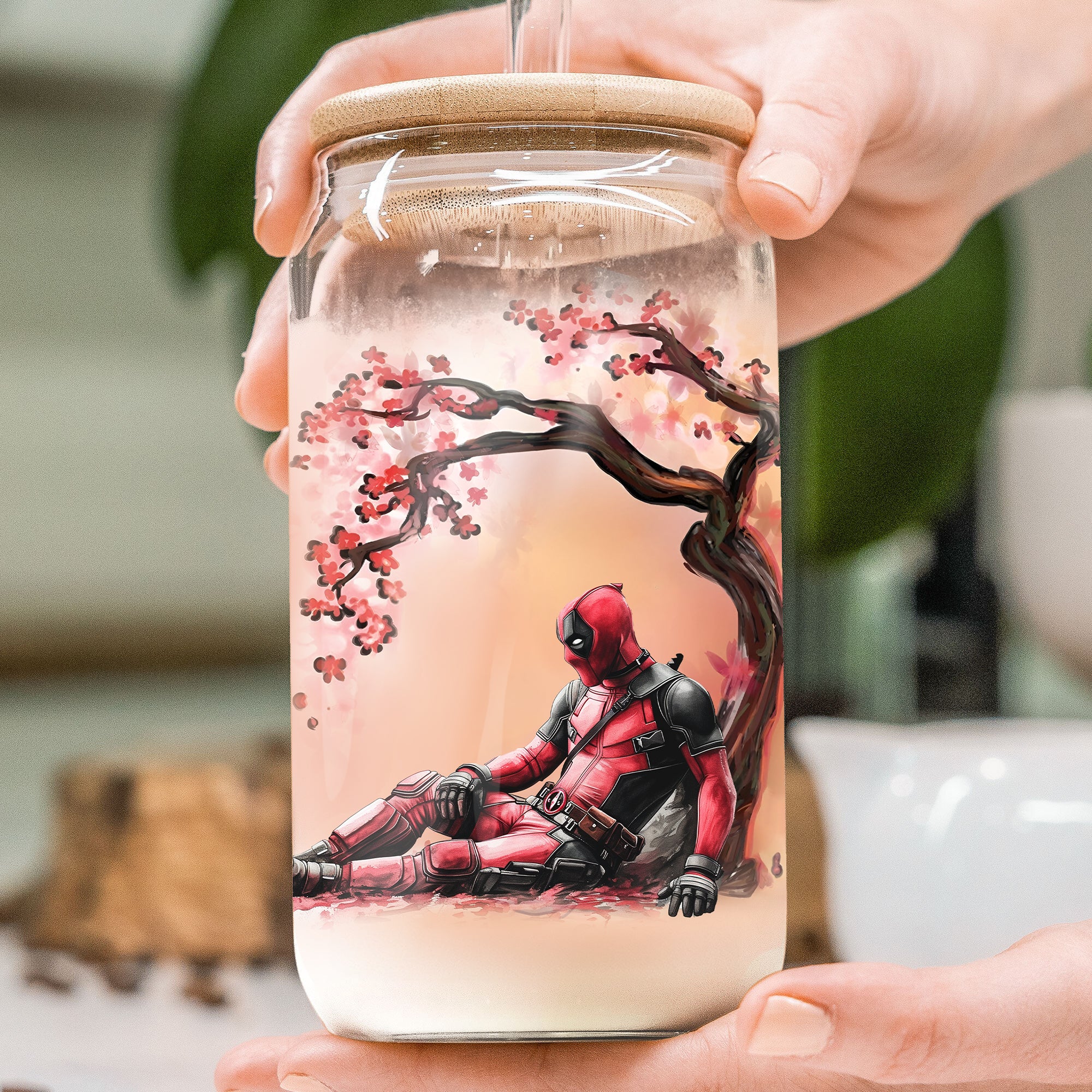 Deadpool Cherry Blossom Glass Can