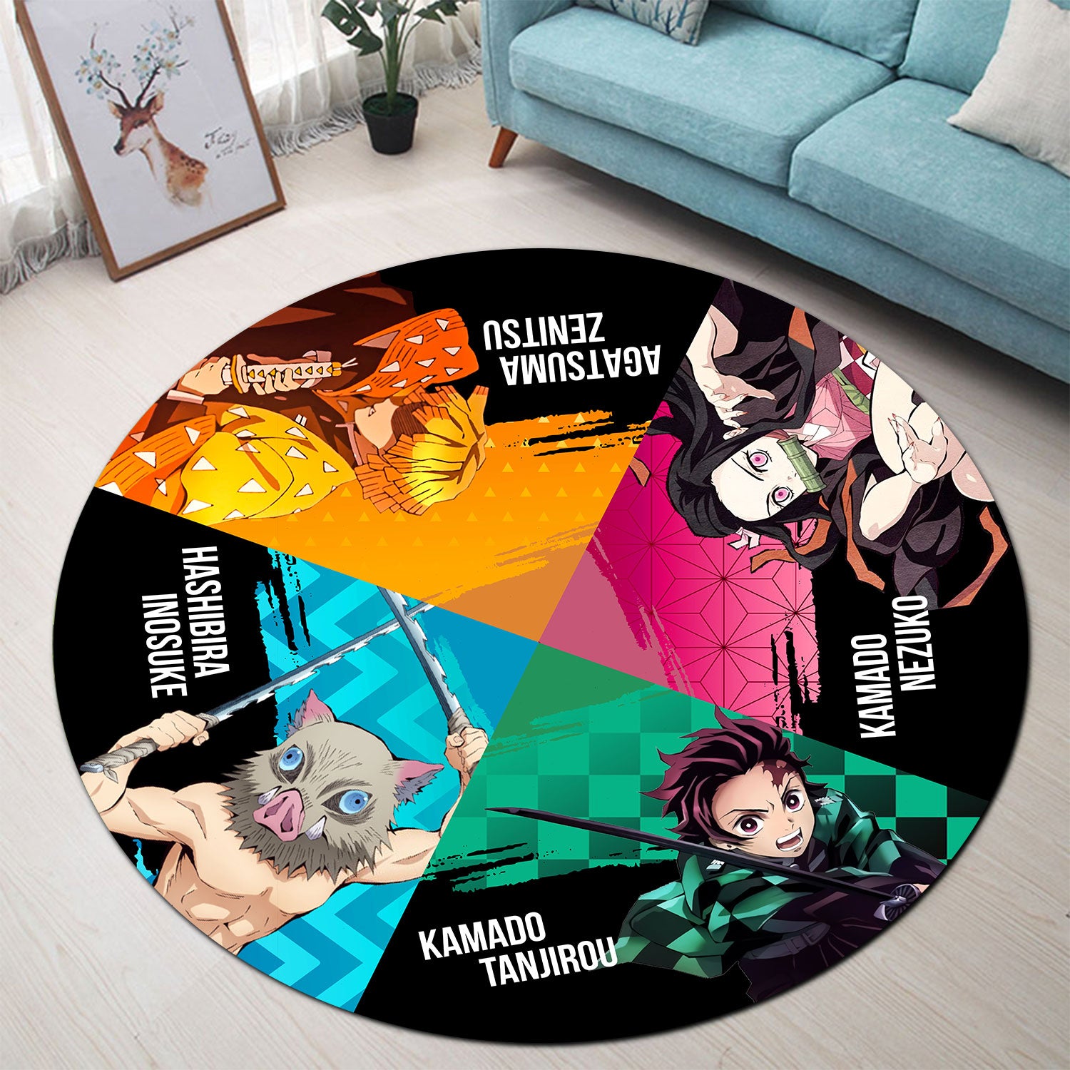 Demon Slayer Character Round Rug