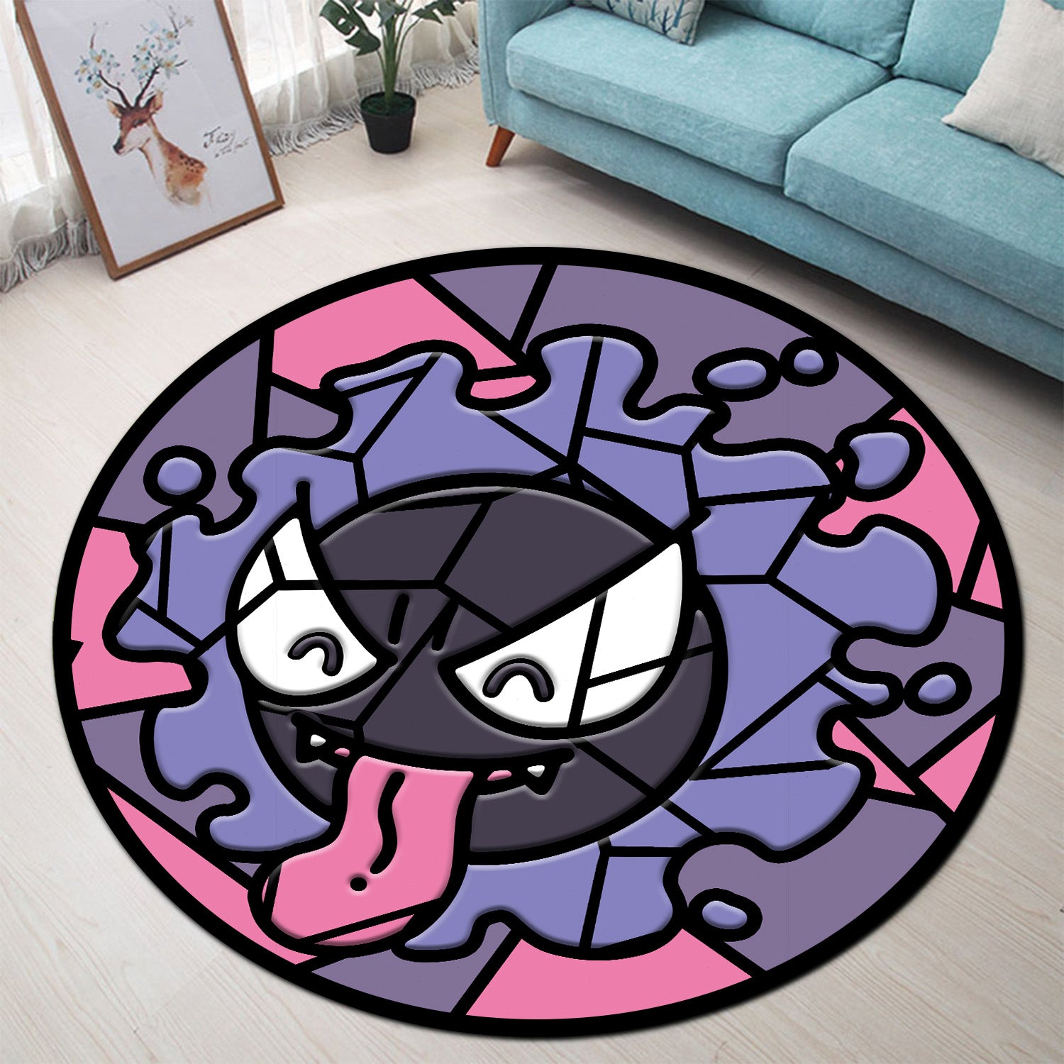 Gastly Stained Glass Round Rug