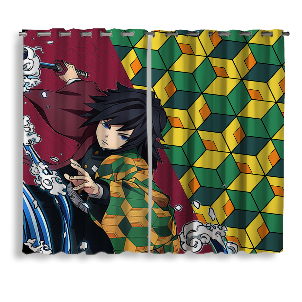 Giyu Tomioka Demon Slayer Kimetsu No Yaiba Anime Window Curtain