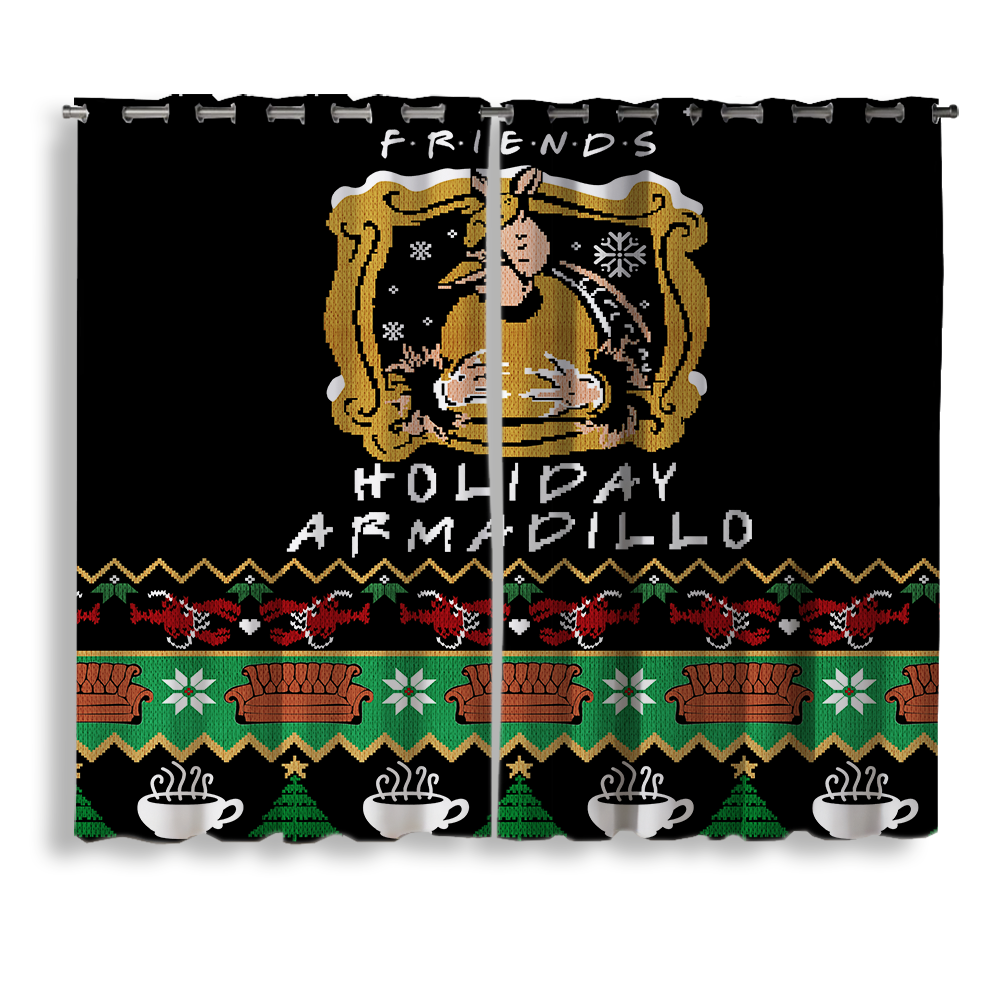 Holiday Armadillo FRIENDS Christmas Window Curtain