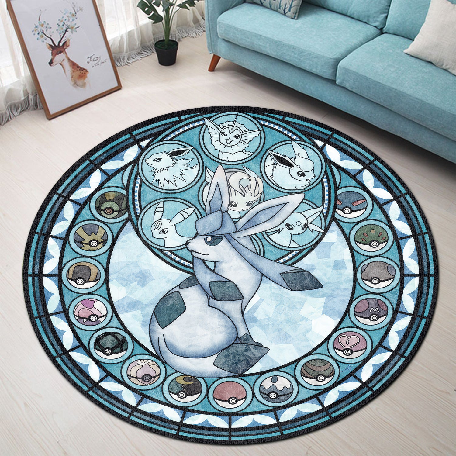 Eevee Evolutions Glaceon Round Rug