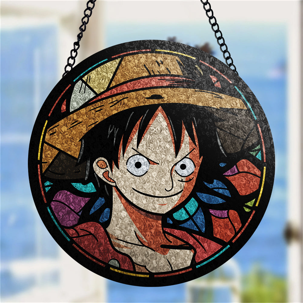 One Piece Pokemon Stained Glass Window Hanging Panel Suncatcher