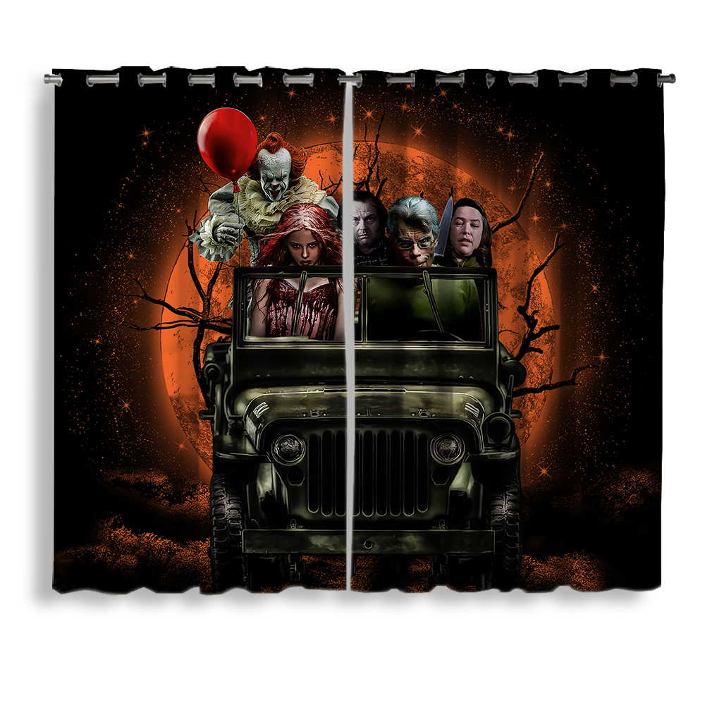 Pennywise And Friends Halloween Moonlight Window Curtain