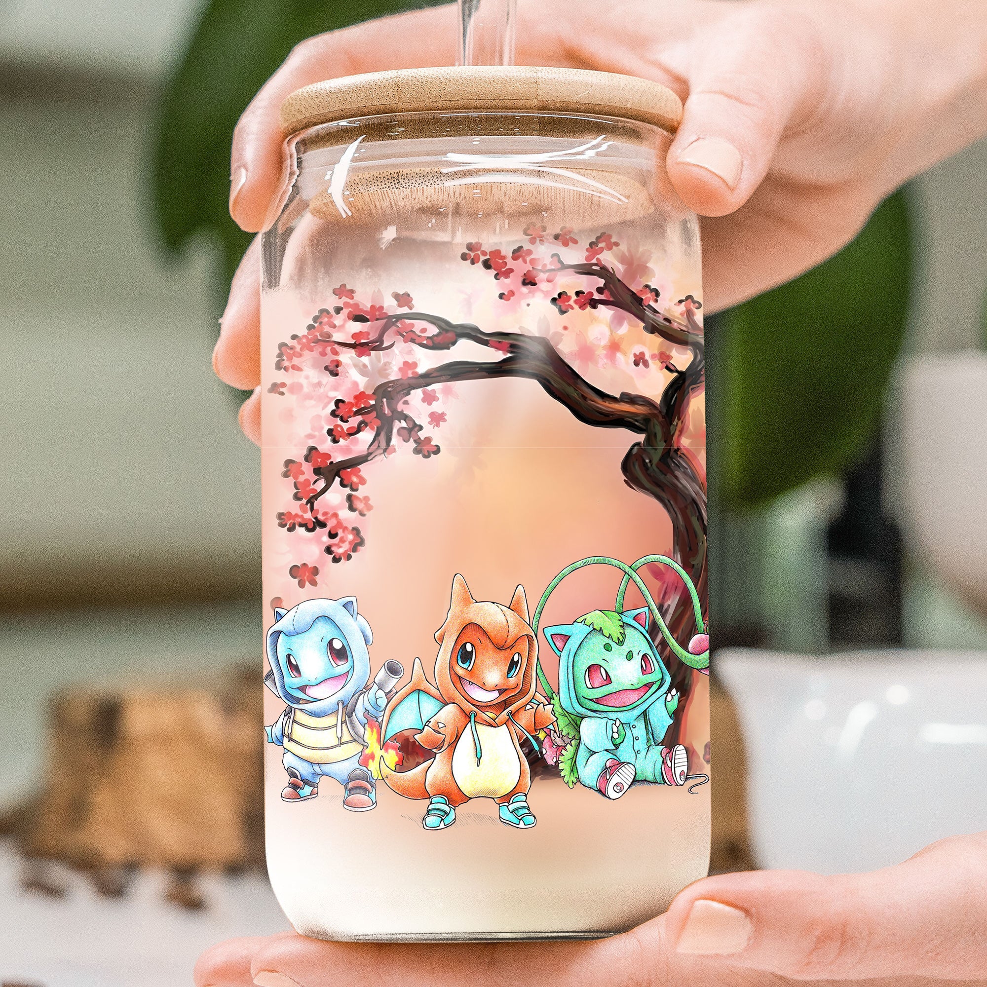 Pokemon Gen 1 Bulbasaur Charmander Squirtle Japan Style Cherry Blossom