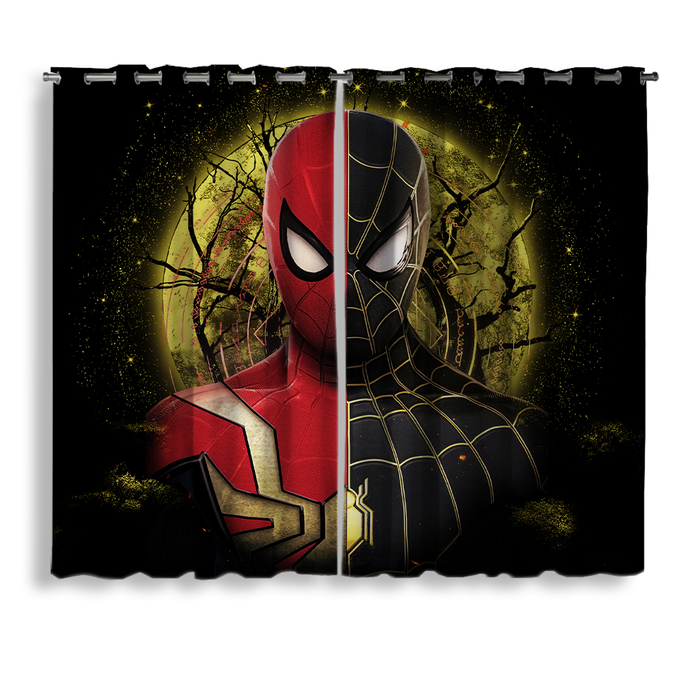 Spiderman Black Suit No Way Home Moonlight Window Curtain