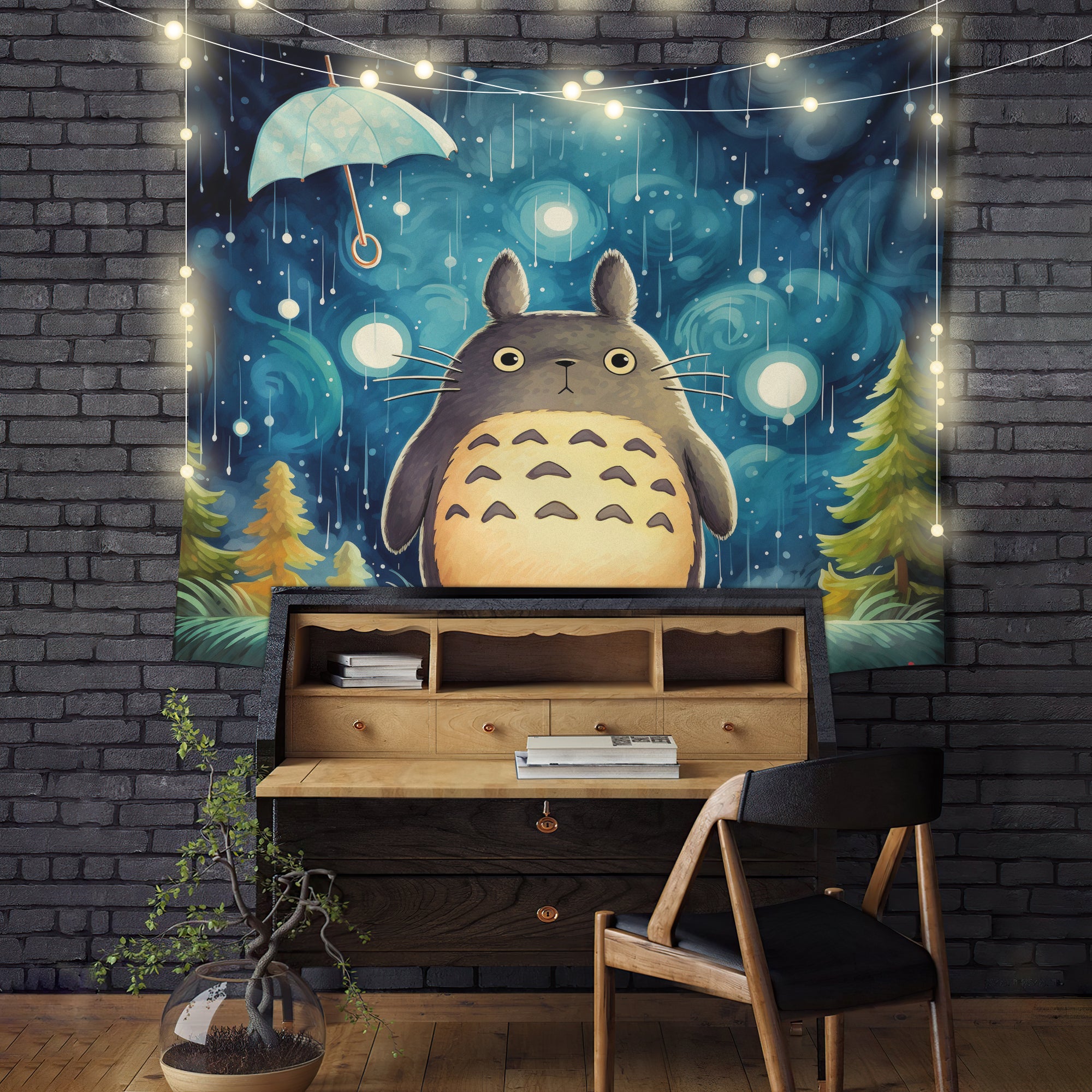 Totoro Starry Night Tapestry Room Decor