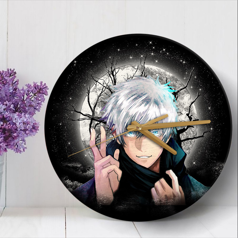 Gojo Jujutsu Kaisen Anime Moonlight Wood Wall Clock