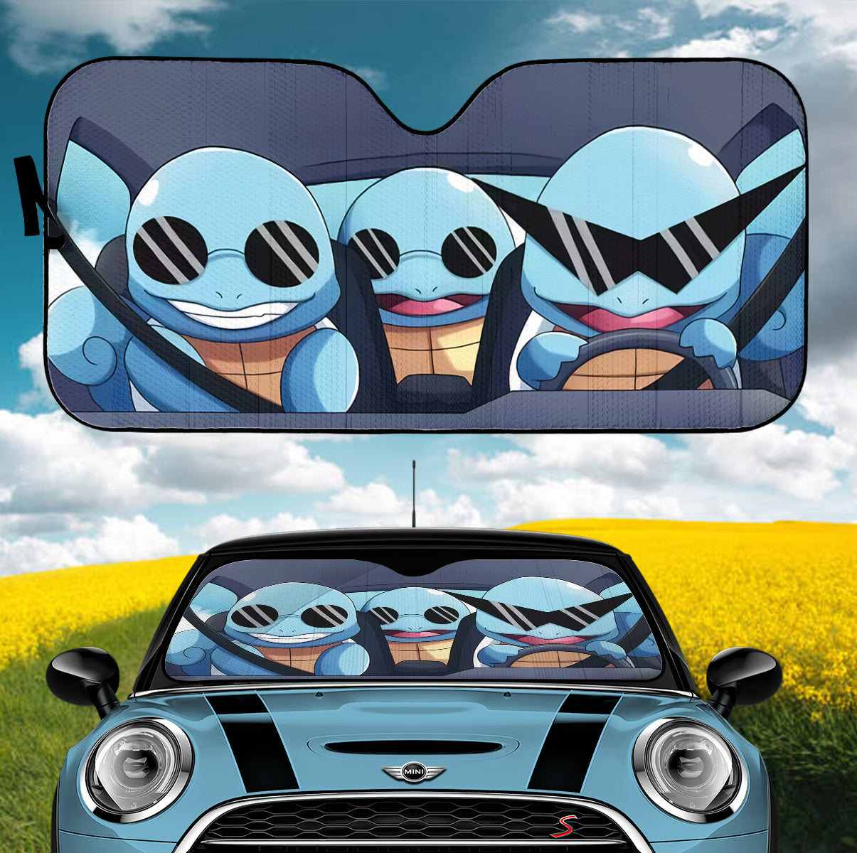 Pokemon Anime Squirtle Driving Car Auto Sunshades