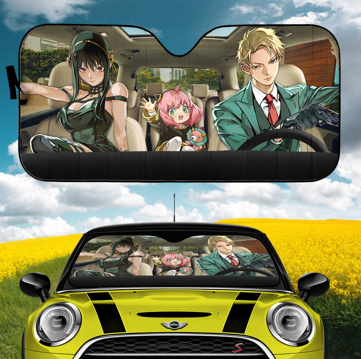 Spy X Family Loid Yor And Anya Hot Anime Car Auto Sunshades