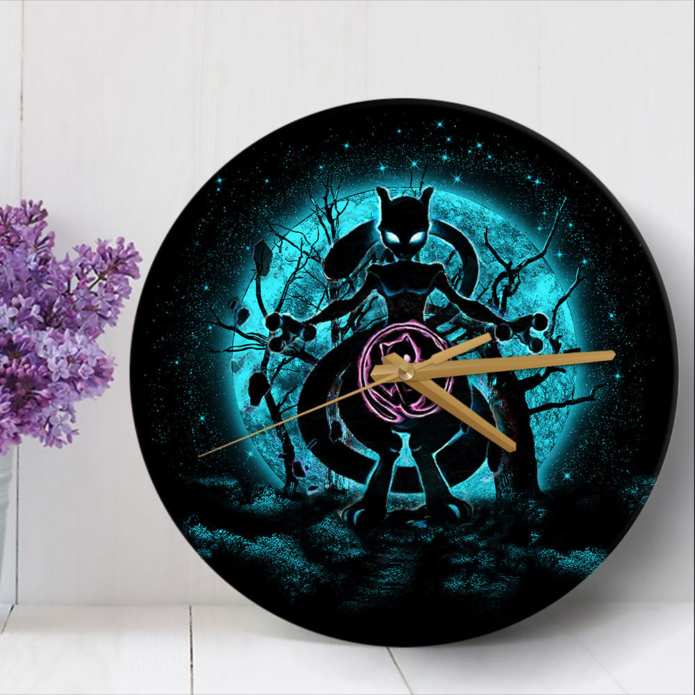Mewtwo Legendary Anime Moonlight Wood Wall Clock