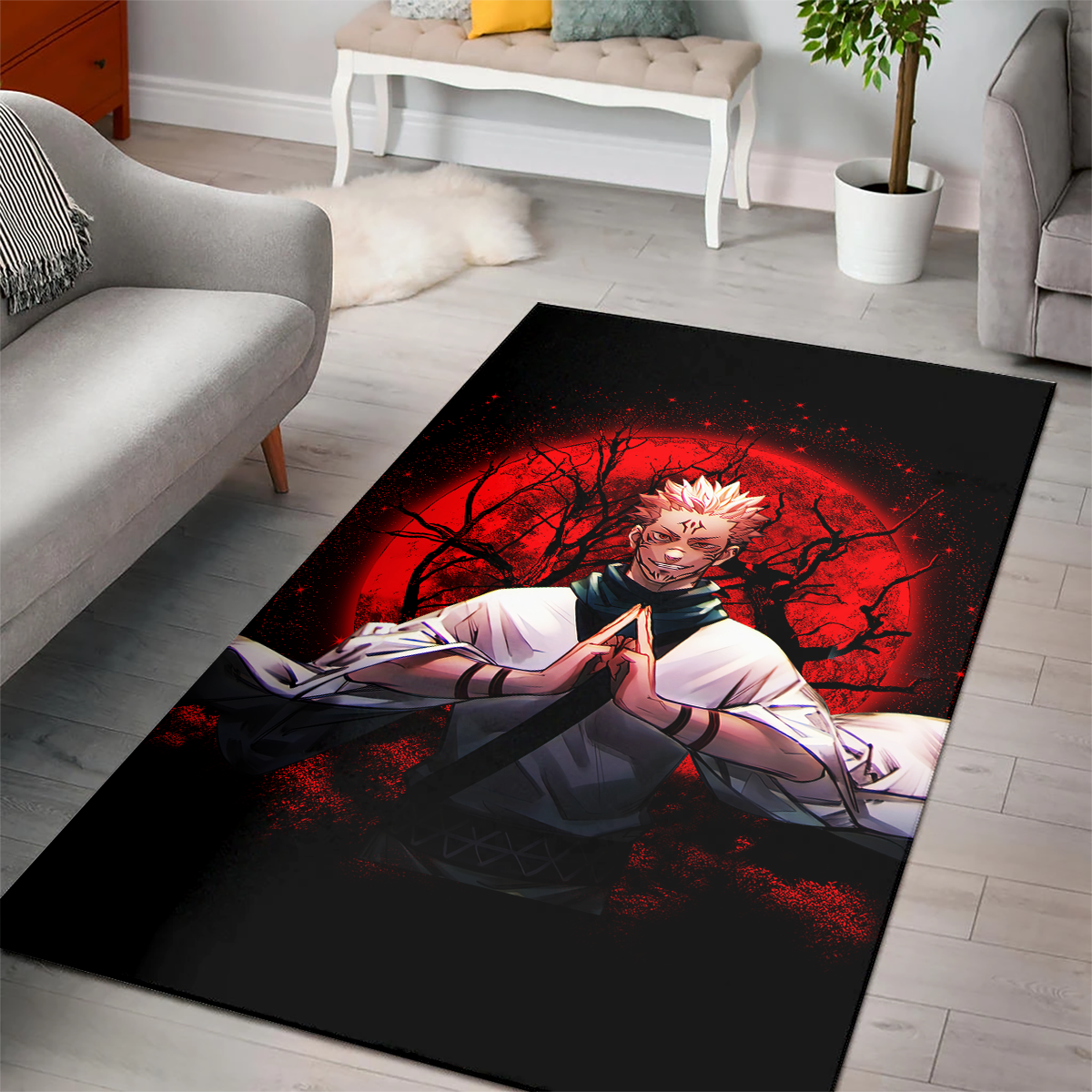 Sukuna Jujutsu Kaisen Moonlight Rectangular Area Rug