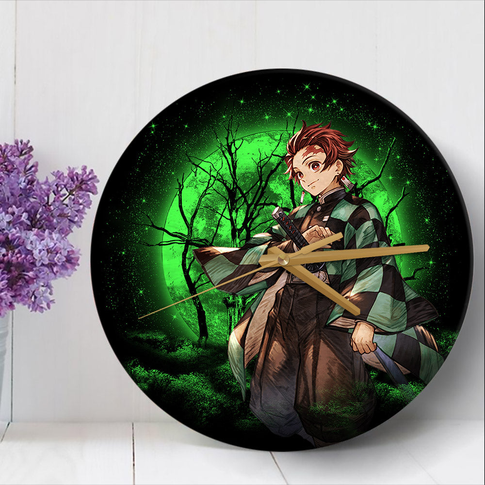 Tanjiro Demon Slayer Anime Moonlight Wood Wall Clock