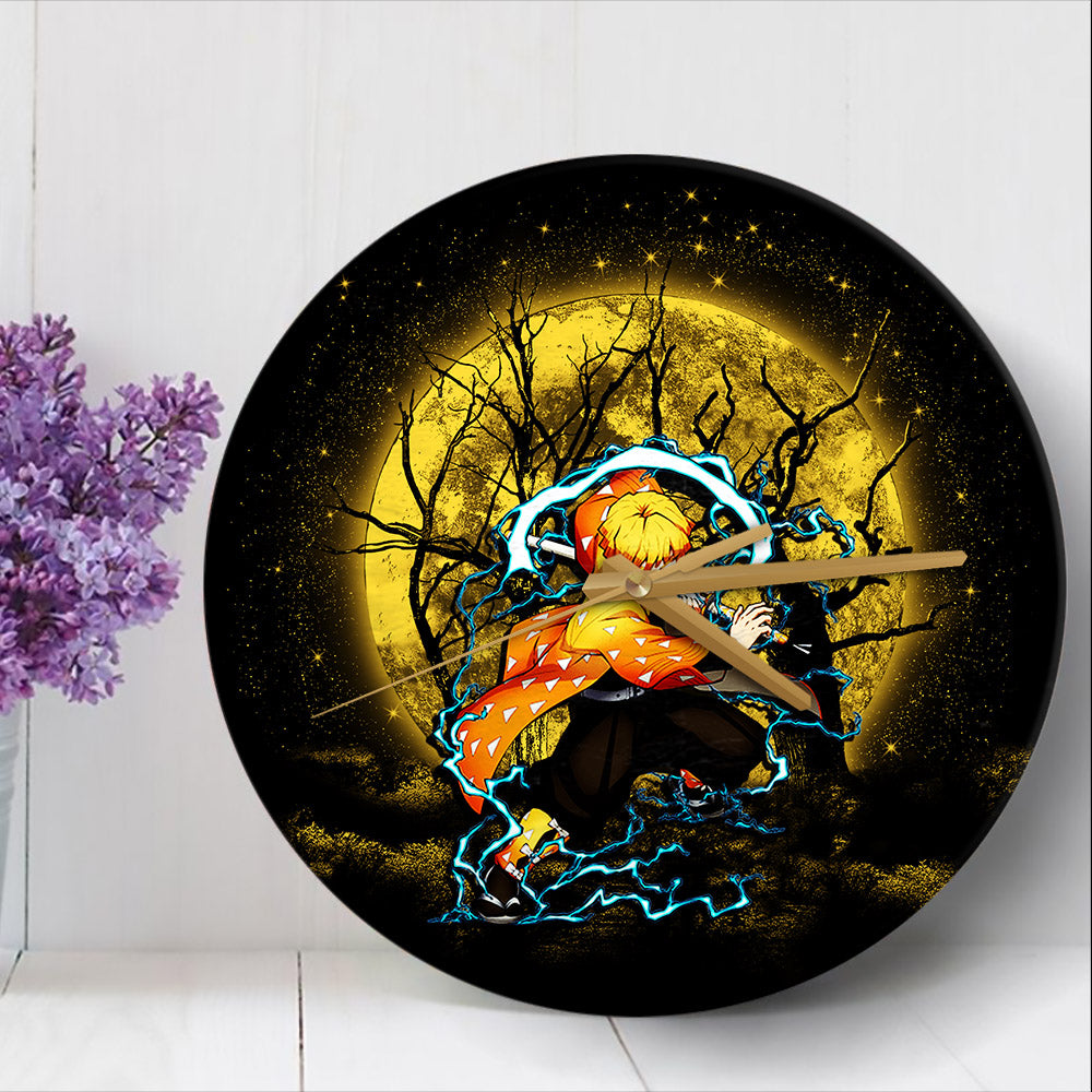 Zenitsu Demon Slayer Moonlight Anime Wood Wall Clock