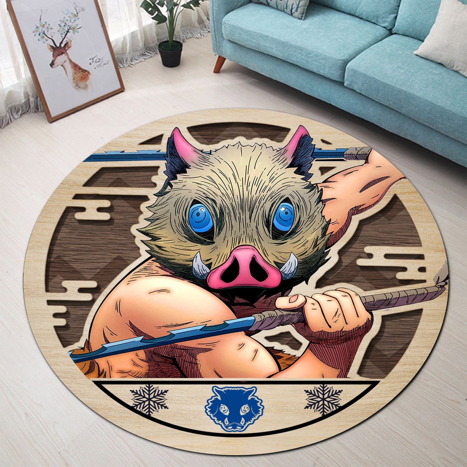 Demon Slayer Inosuke Hashibira Round Rug
