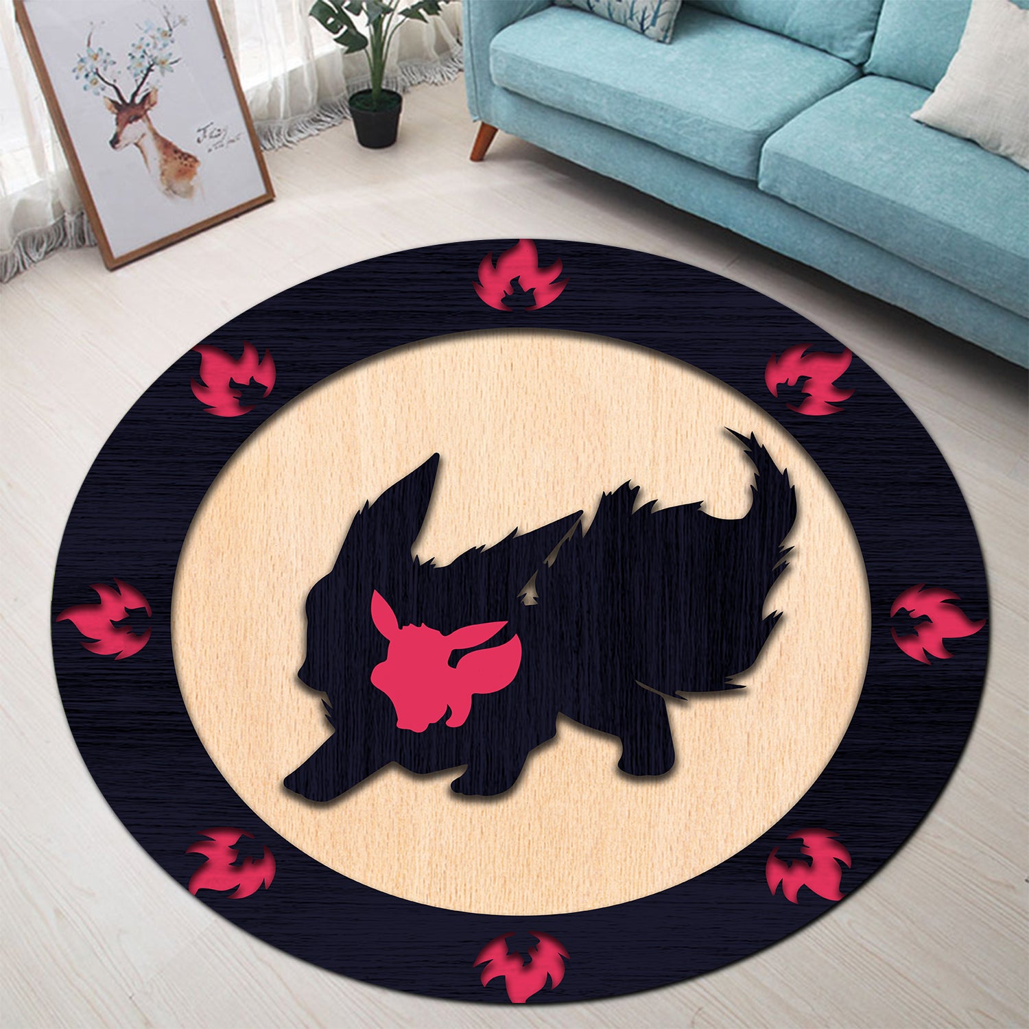 Flareon Eevee Evolution Round Rug
